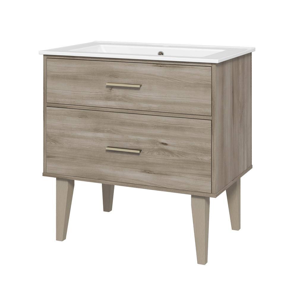 JAYDEN CREATION Semele 30" Single Maple Bathroom Vanity Set with Solid ...