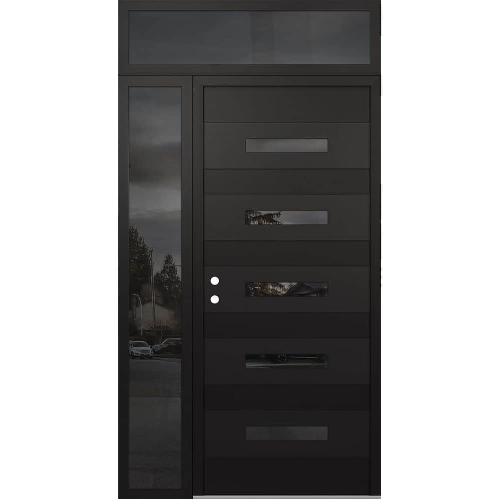 Tessari Doors D9 52 in. x 96 in. Black P Right-Hand/Inswing Mirrored ...