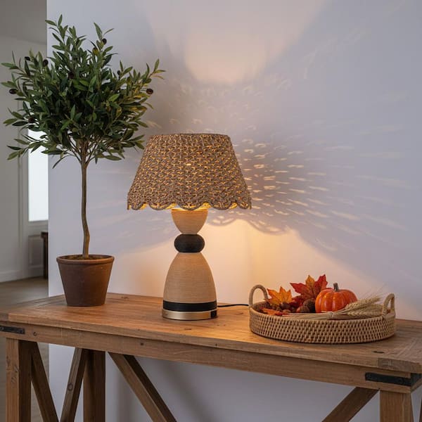 ELE Light & Decor Flora 24 in. Gold Coastal Boho 3-Way Touch Dimmable ...