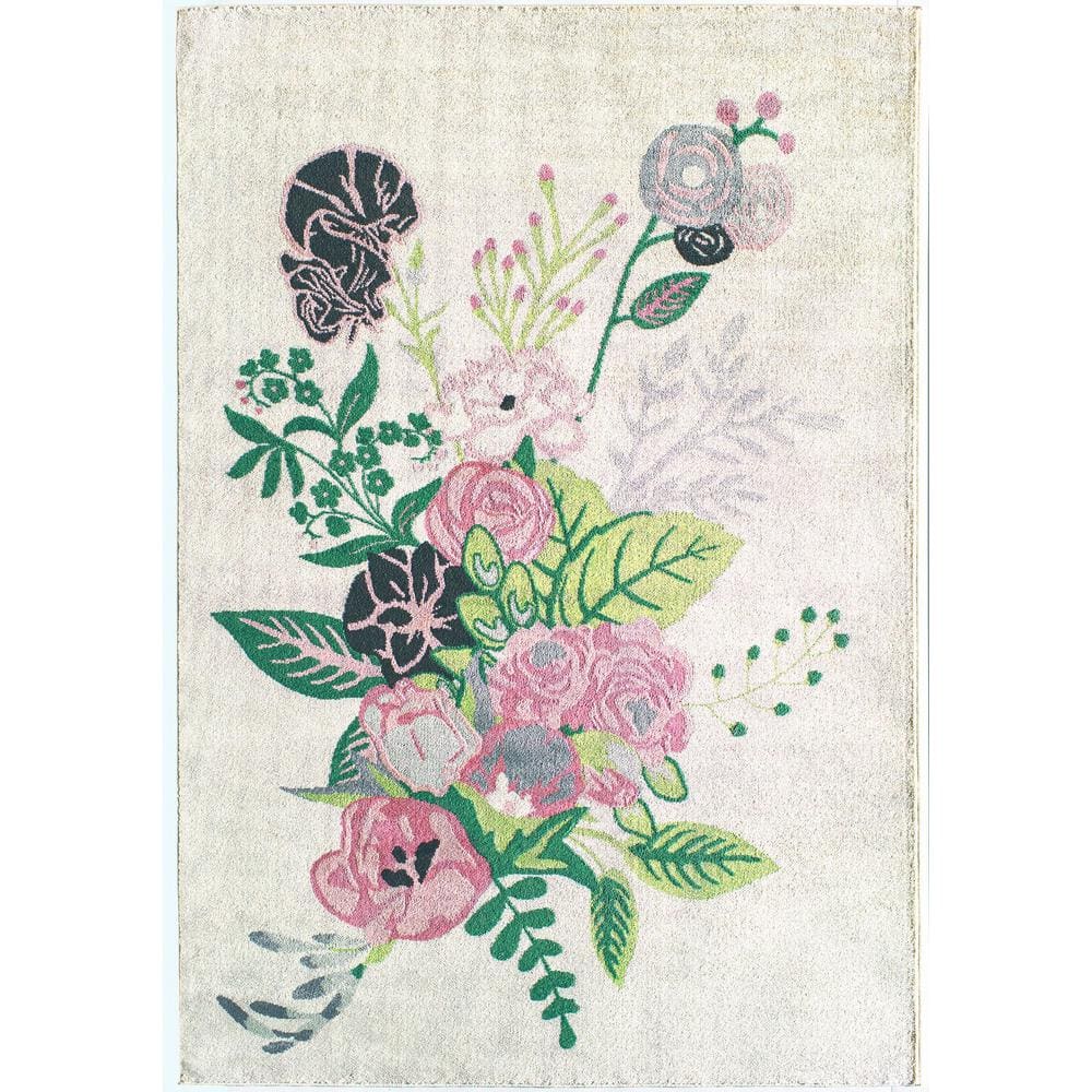 Rugs America Valentina Floral Charm Ivory Blush 2 ft. X 4 ft. Area Rug ...