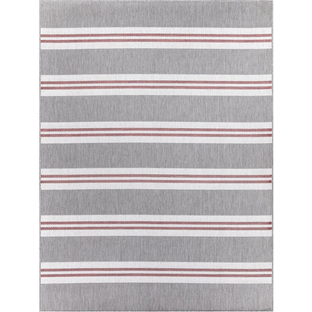 StyleWell Stripes Gray 8 ft. x 10 ft. Indoor/Outdoor Area Rug 31067 ...