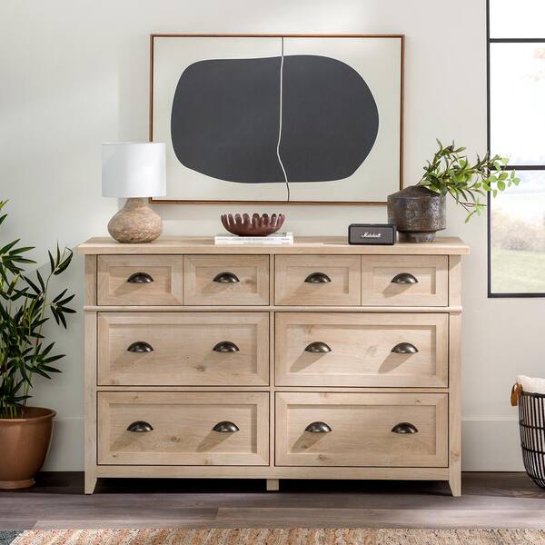 Reviews for Welwick Designs Farmhouse White Oak 6-Drawer 52 in. W ...