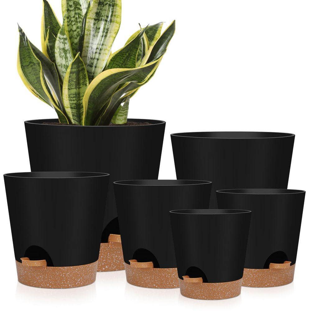Primehome 6-Piece Self-Watering Plant Pot Set (8,7,6.5,6,5.5,5 Inch ...