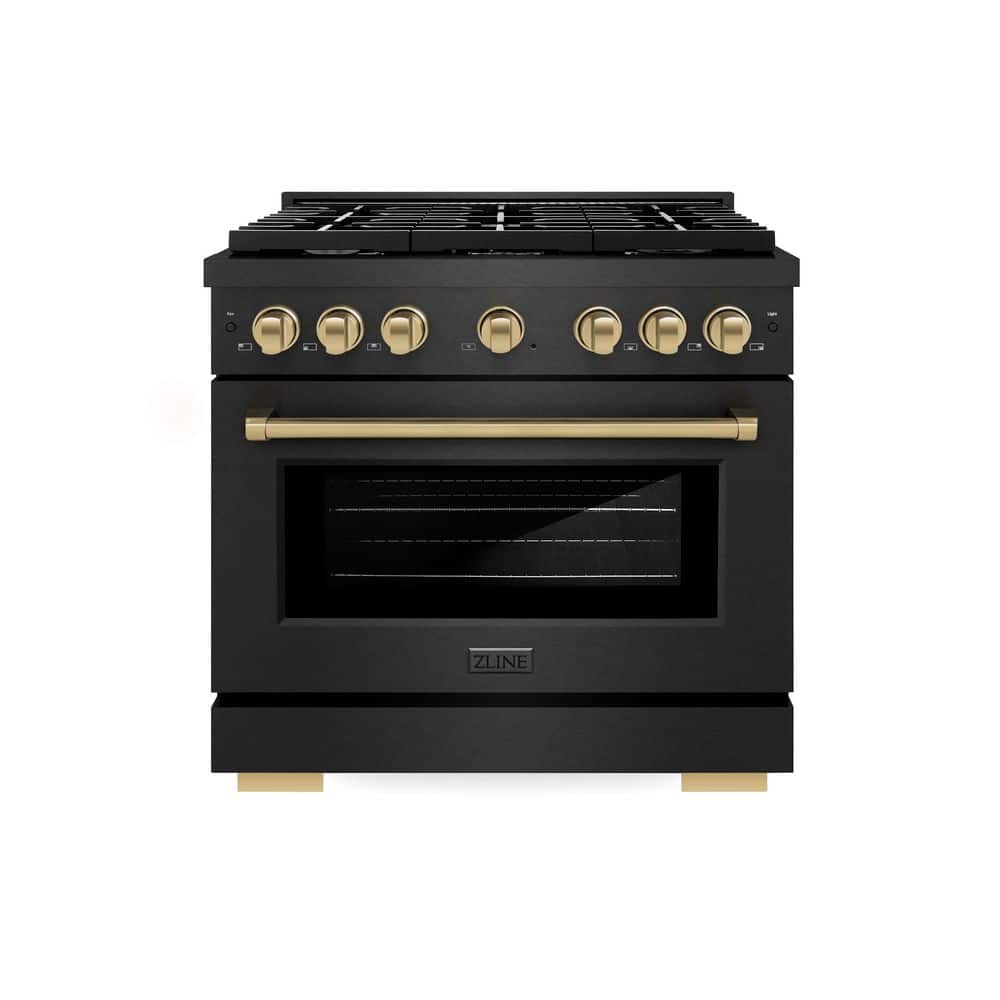 ZLINE Kitchen and Bath Autograph 36 in. 5.2 cu. ft. Paramount Dual Fuel ...