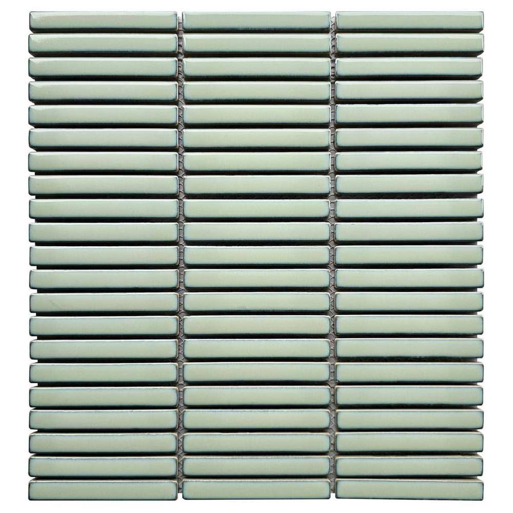 Ivy Hill Tile Motif Stacked Mint Green 3.73 in. x 0.27 in. Glossy ...