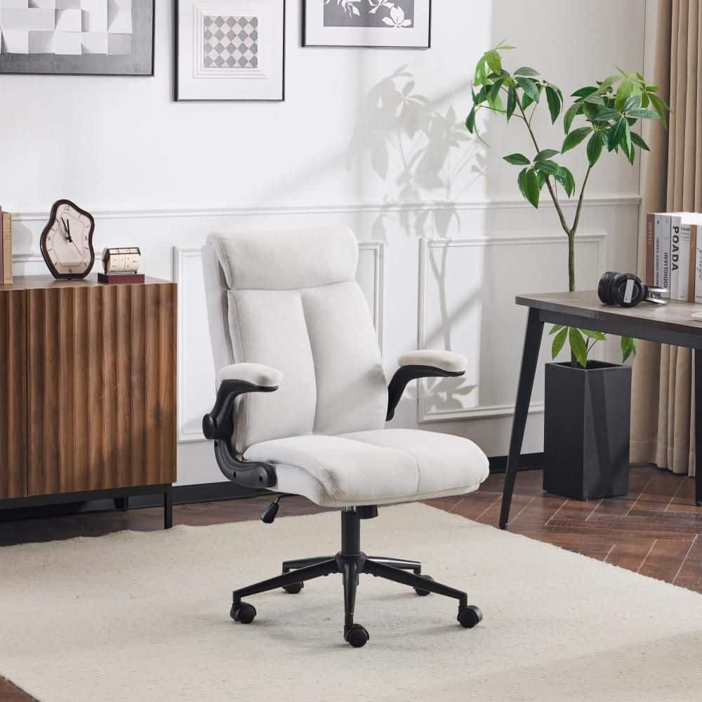Winado Cotton and Linen Fabric Swivel Task Chair in Light Gray with ...