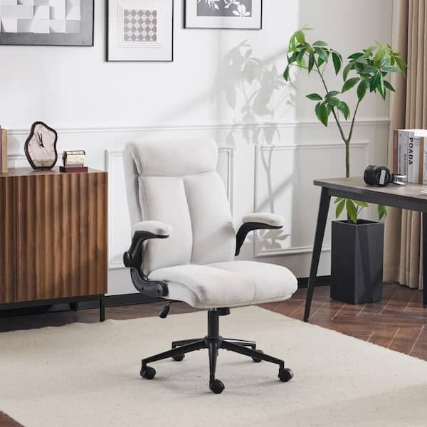 Winado Cotton and Linen Fabric Swivel Task Chair in Light Gray with ...