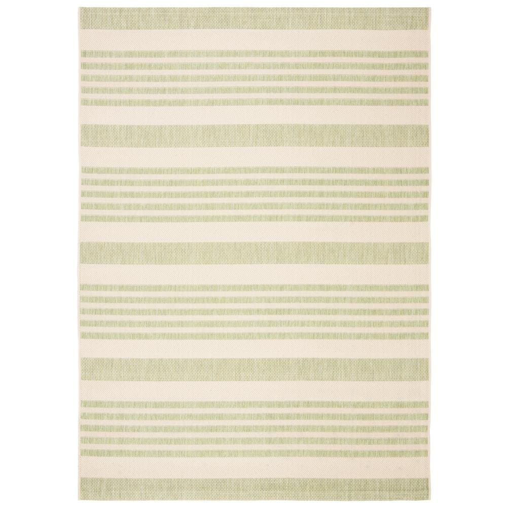 SAFAVIEH Courtyard Beige/Sweet Pea 5 ft. x 8 ft. Striped Indoor/Outdoor ...