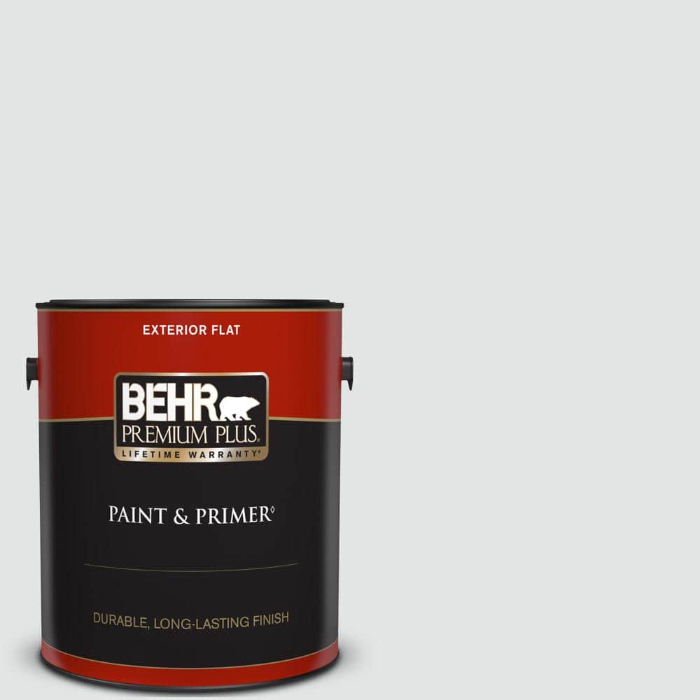 BEHR PREMIUM PLUS 1 gal. #BL-W02 Ice Sculpture Flat Exterior Paint ...