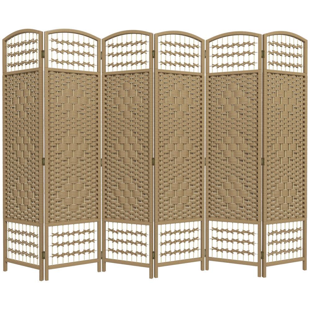 Zeus & Ruta 5.6 ft. Natural Wood Folding Privacy Screen, 6 Panel Room ...