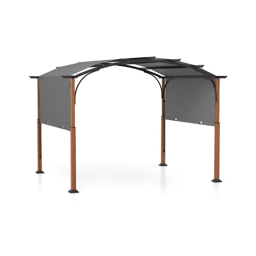 Liviza 12 ft. x 10 ft. Metal Arched Top Patio Gazebos with Canopy in ...