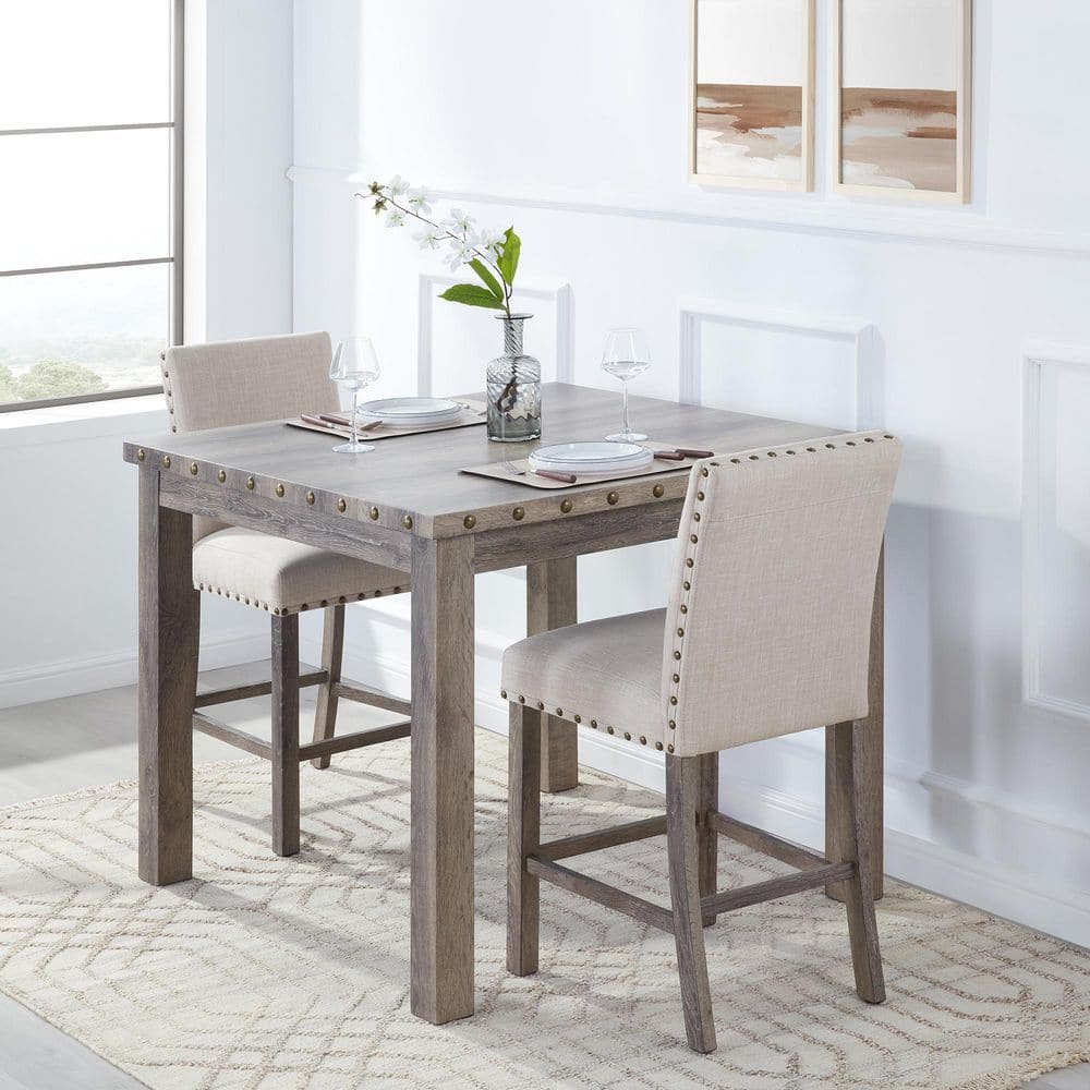 Morden Fort Vintage 3-Piece Rural Log Wood Counter Height Dining Room ...