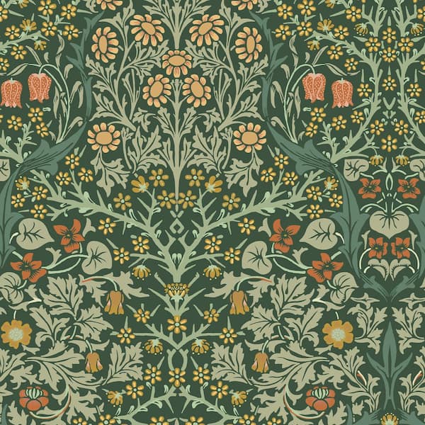 WILLIAM MORRIS AT HOME Blackthorn Deep Green Wallpaper Sample 12425294 ...