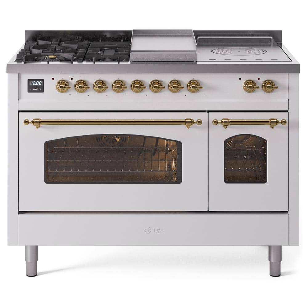 ILVE Nostalgie II 48 in. Dual Fuel Natural Gas Range with 5-Burnerss ...
