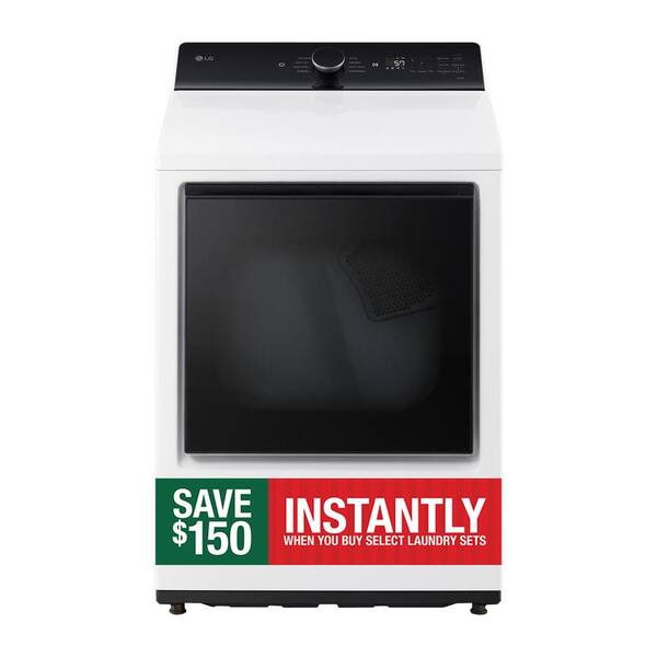 LG 7.3 cu. ft. Vented SMART Gas Dryer in Alpine White with EasyLoad ...