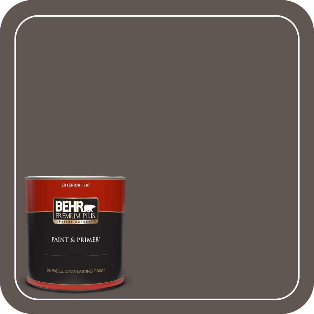BEHR PREMIUM PLUS 1 qt. #N140-7 Timber Brown Flat Exterior Paint ...
