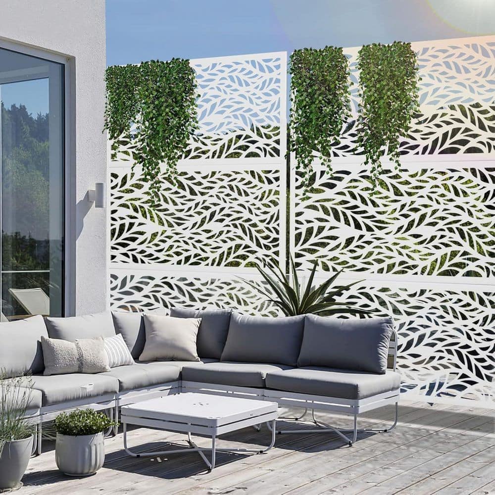 AUTMOON 76 in. Decorative Outdoor Decor Privacy Fence Screen Metal ...