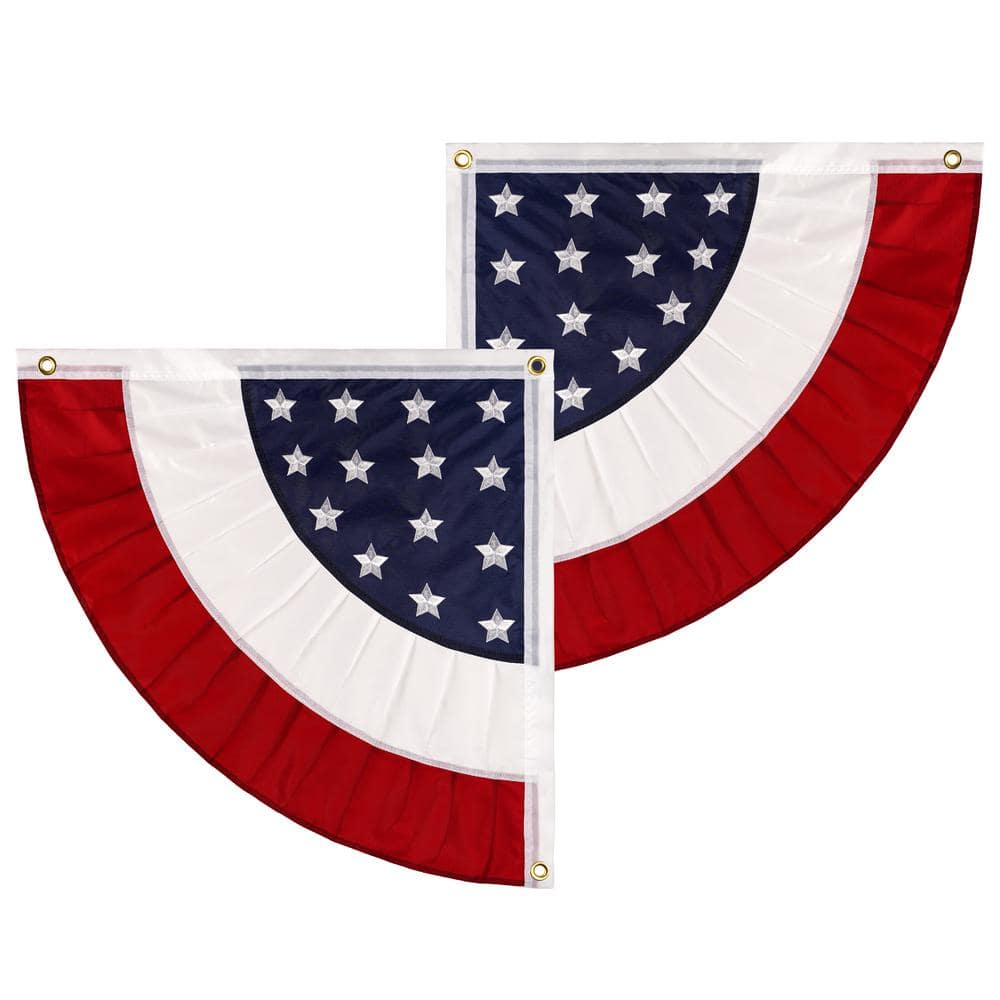 G128 3 ft. x 3 ft. Polyester Fan USA Star Center Half Embroidered Flag ...