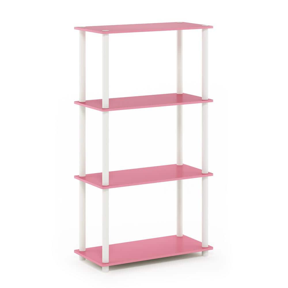 Furinno 43.25 in. Tall Pink/White 4-Shelves Etagere Bookcases 99557PI ...