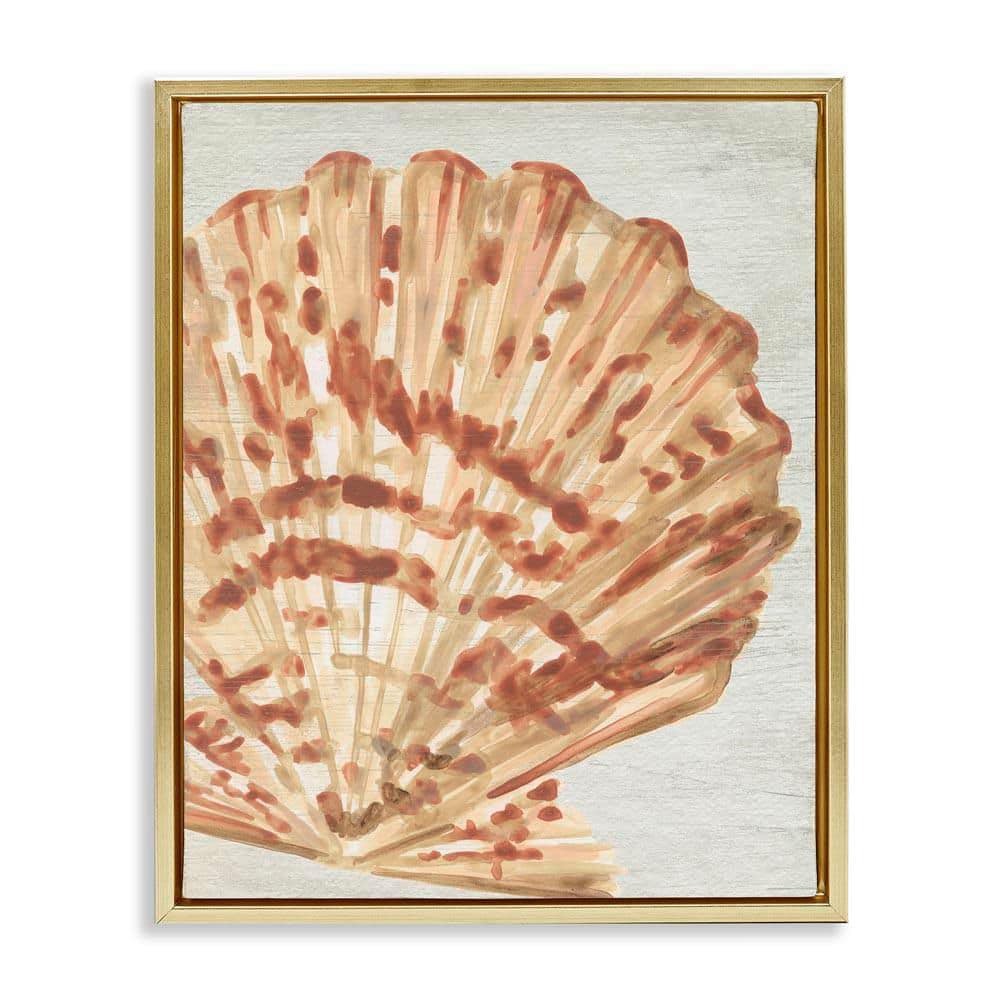Stupell Industries Tan & Beige Clam by June Erica Vess Gold Floater ...