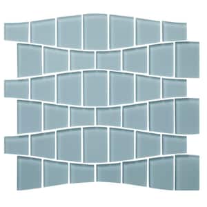 CRUZ BAY STUDIO Ripple Tule Matte 4 in. x 6 in. Geometric Glass Mosaic ...