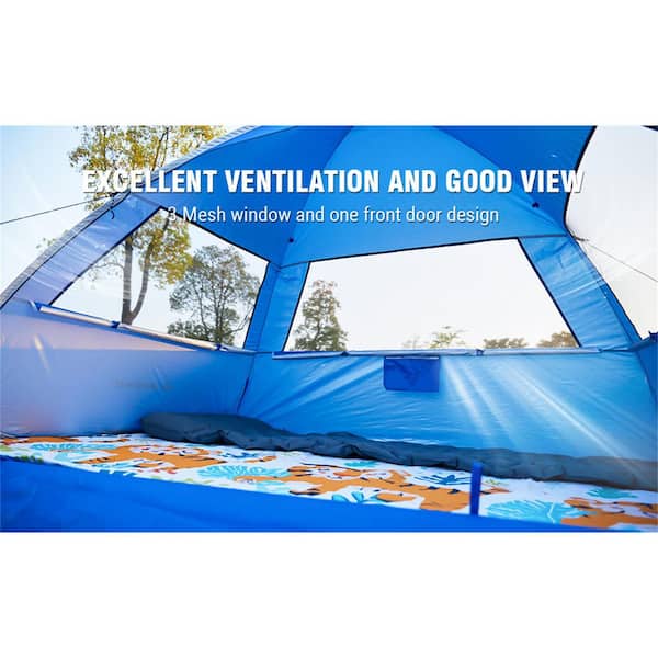EchoSmile White and Blue 4-Person Nylon Dome Tent TER-LTT200BWA - The ...
