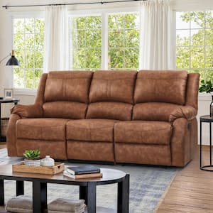 OrangeOne Jake 59 in. W Brown Leather Rectangle Upholstered 2-Seater ...