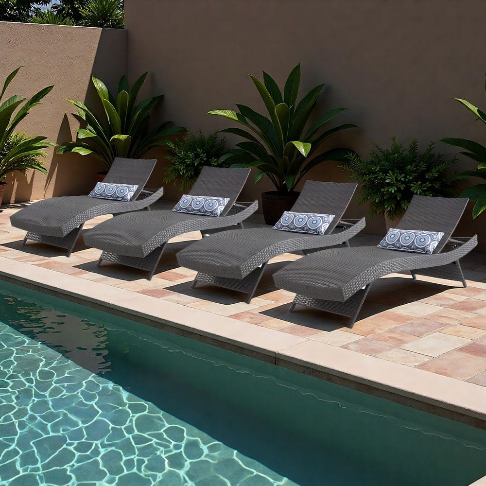 EDYO LIVING Brown All-Weather Adjustable Resin Wicker Outdoor Chaise ...