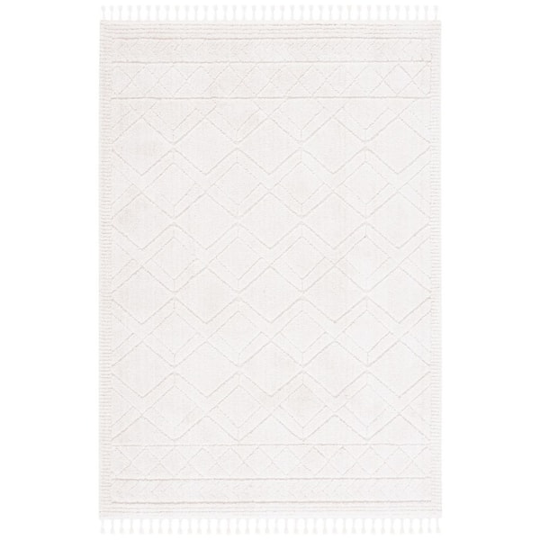 SAFAVIEH Marrakesh 5 ft. x 8 ft. Ivory/Beige Diamond High-Low Area Rug ...