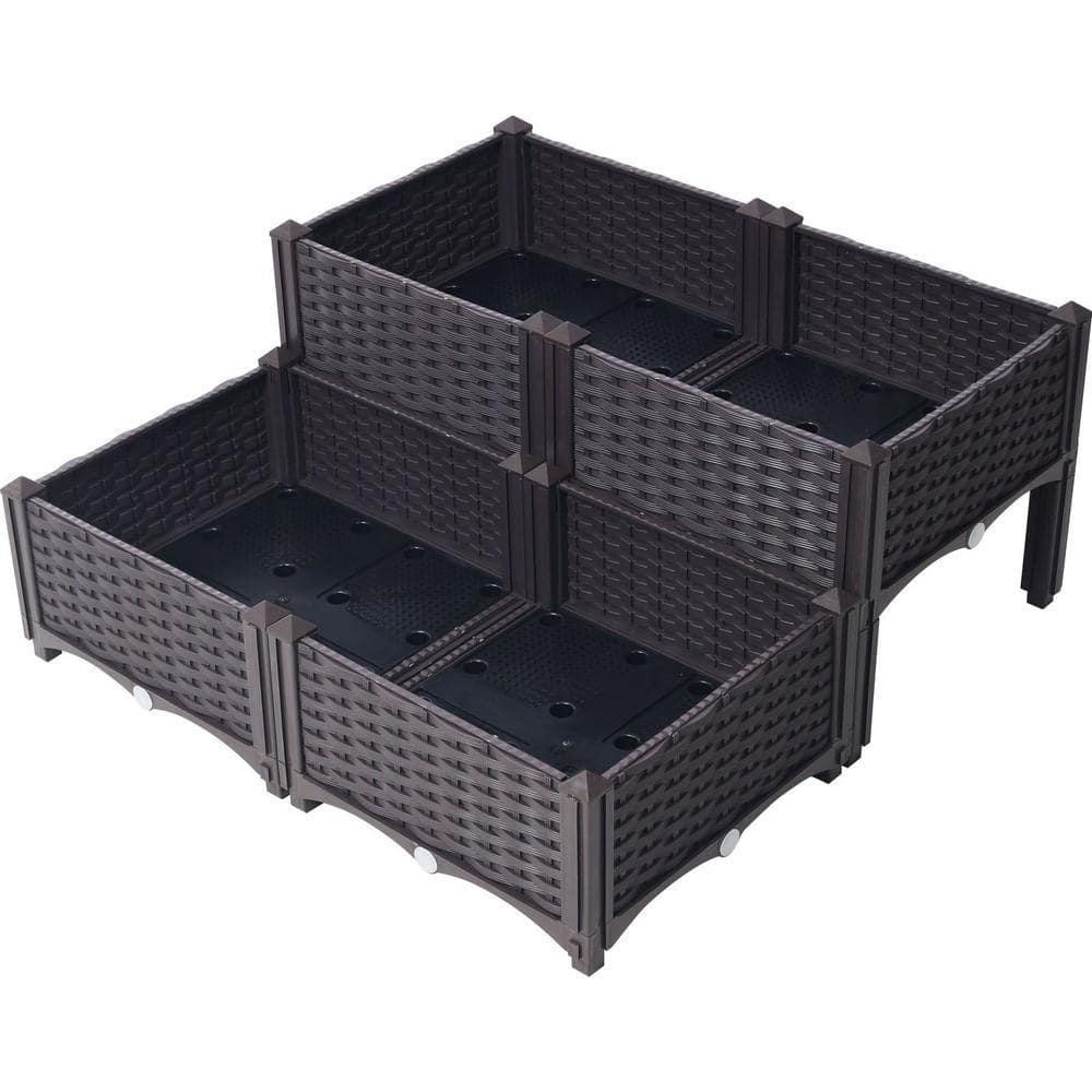 Miscool Anky 31.5 in. Brown PP Plastic Rectangular Outdoor Raised ...