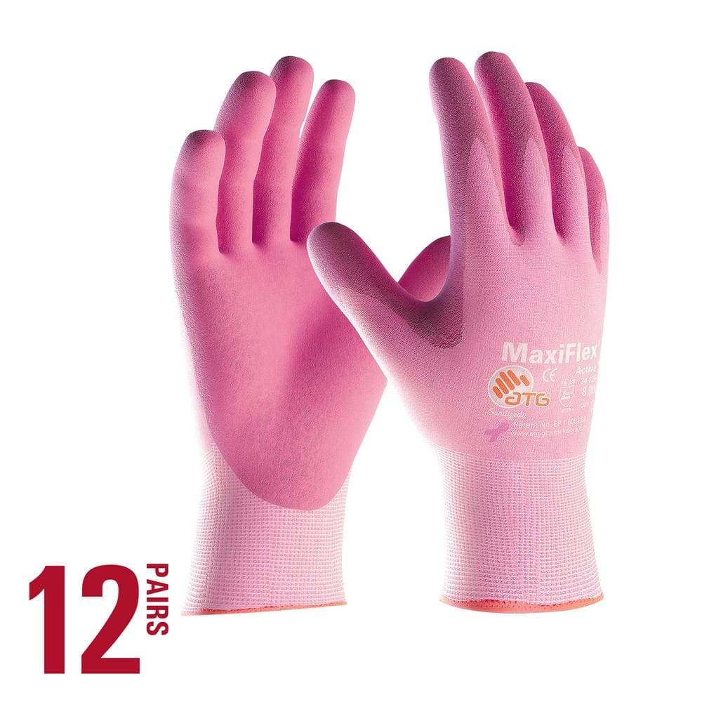 ATG MaxiFlex Active Women's Small Pink Lightweight Nitrile Coated Nylon ...