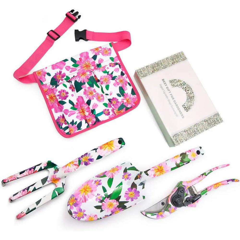 Jardineer 3-Piece Floral Garden Tool Set with Aluminum Trowel ...
