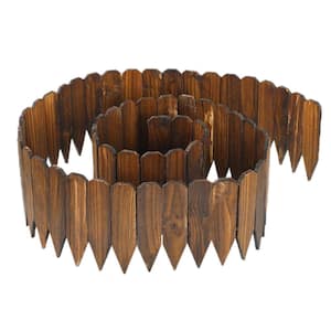 OGETFUUR 6.6 ft. L x 12 in. W Rustic Pine Wood Garden Fence, No Fading ...