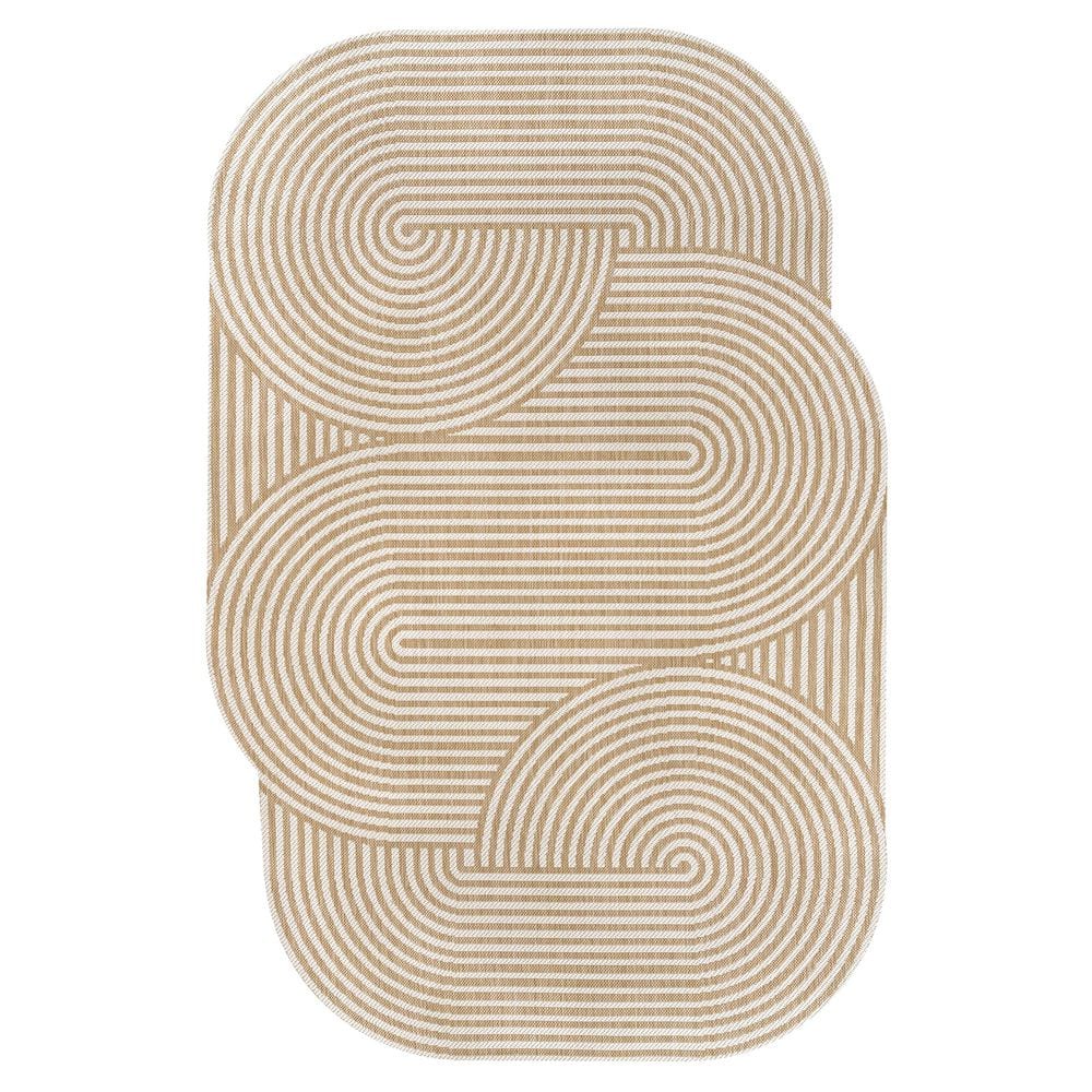 JONATHAN Y Margot Modern Geometric Arch Stripe Cream/Natural 8 ft. x 10 ...