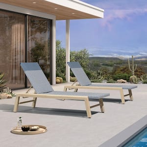 PURPLE LEAF Extra Large Wood Grain Aluminum Outdoor Chaise Lounge w ...