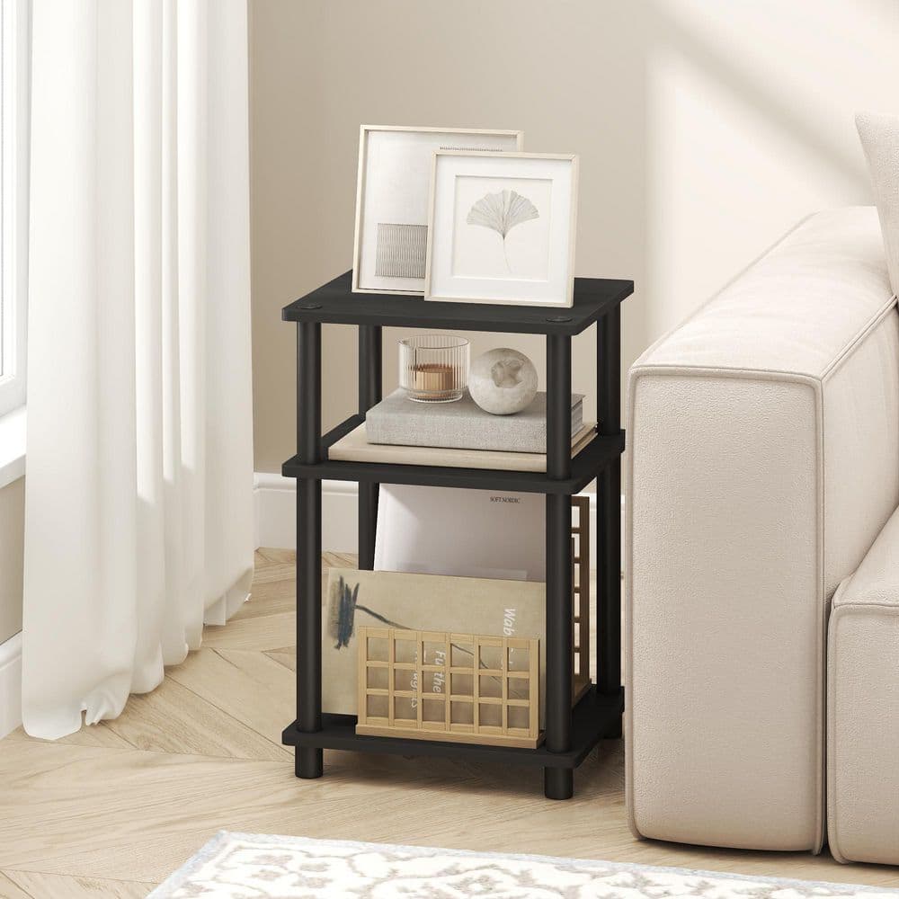 Furinno TURN-N-TUBE13. 4 in. Dark Americano Rectangular Wood End Table ...