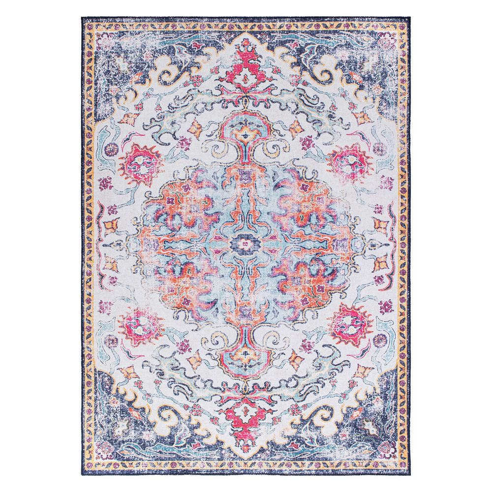 World Rug Gallery Multi 10 ft. x 14 ft. Distressed Bohemian Machine ...