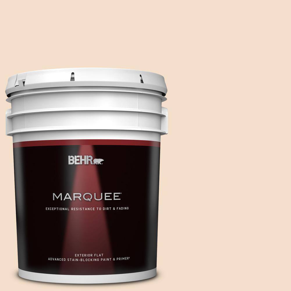 BEHR MARQUEE 5 gal. #S250-1 Macaroon Cream Flat Exterior Paint & Primer ...