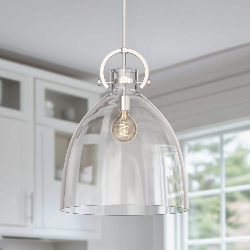 YANSUN 18 in. 1-Light Modern Industrial Pendant Light with Clear Glass ...