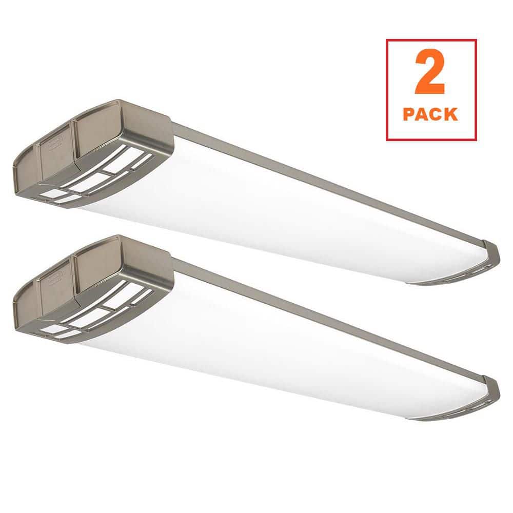 Commercial Electric 2-Pack 4 ft. Brushed Nickel Mission End Caps 5250LM ...