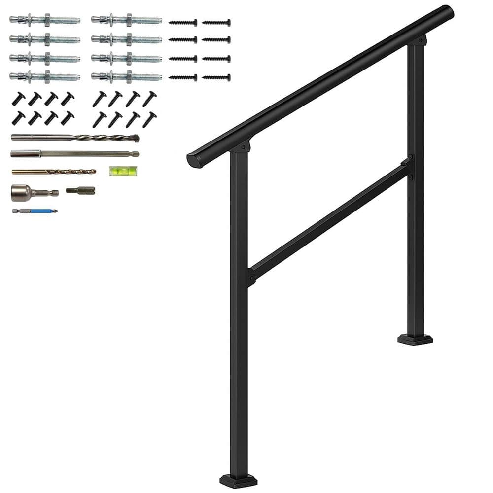 Afoxsos 3 ft. Adjustable Metal Handrails for Outdoor Steps, Safety ...