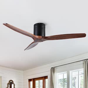 WINGBO 52 in. Matte White Flush Mount Indoor DC Ceiling Fan without ...