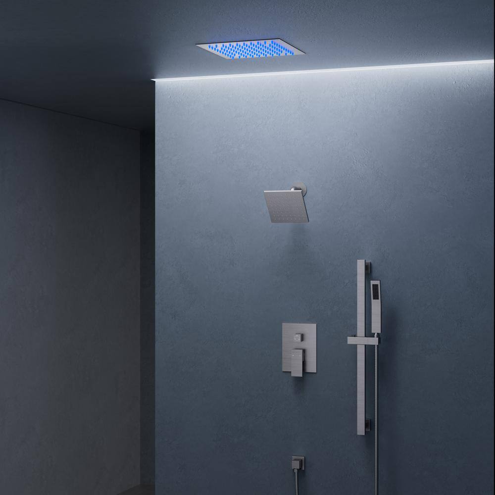 EVERSTEIN 3-Spray Square 12 in. Rain LED Shower System with 6 in ...