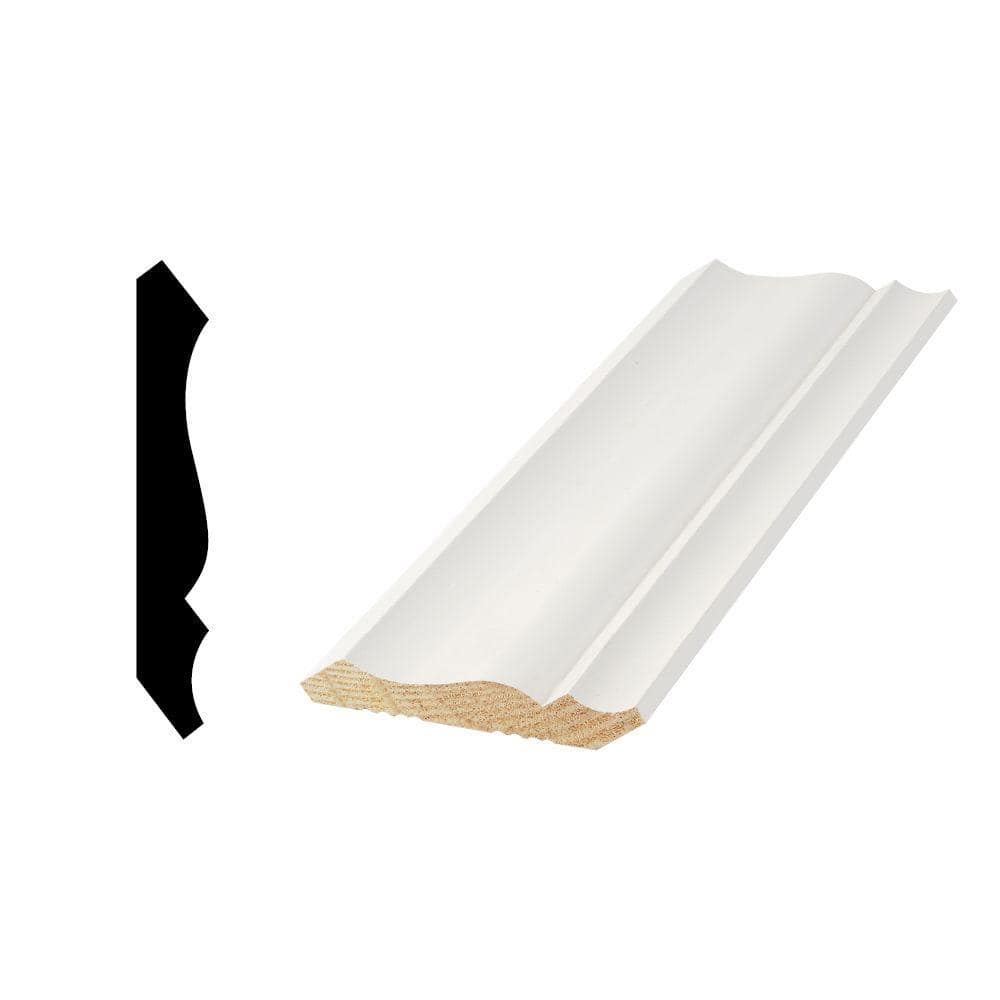 Woodgrain Millwork 47 13/22 in. x 4 5/8 in. x 96 in. Primed MDF Crown ...