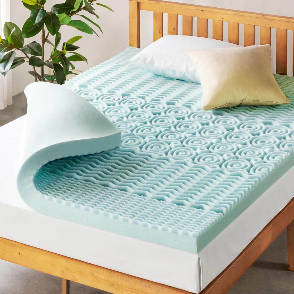 best price mattress 4 in. King Cooling Gel 5 Zone Memory Foam Mattress Topper HD 5ZMF GM4K The Home Depot