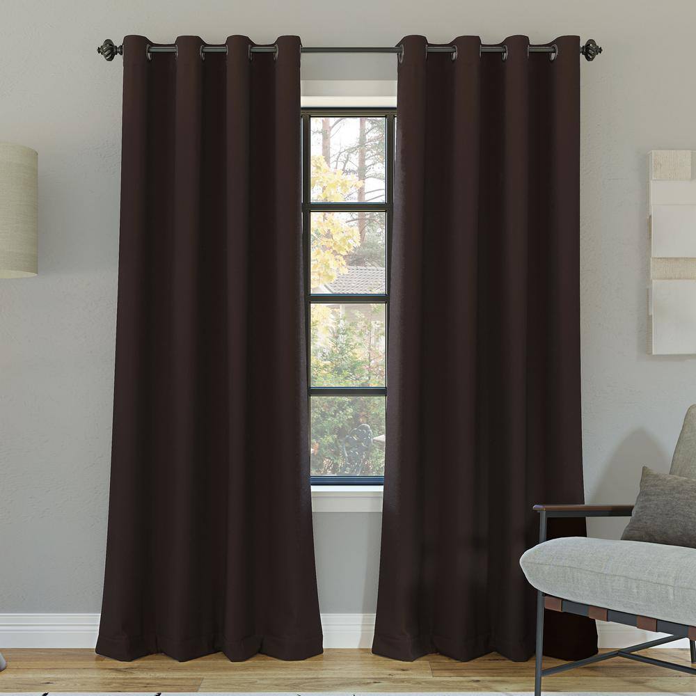 Sun Zero Oslo Theater Grade Dark Chocolate Polyester Solid 52 in. W x ...