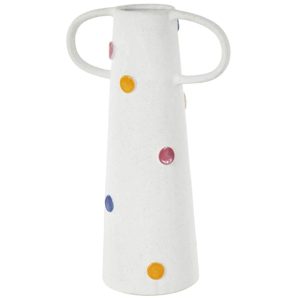 Litton Lane 16 in. White Slim Cone Ceramic Shape Decorative Vase with ...