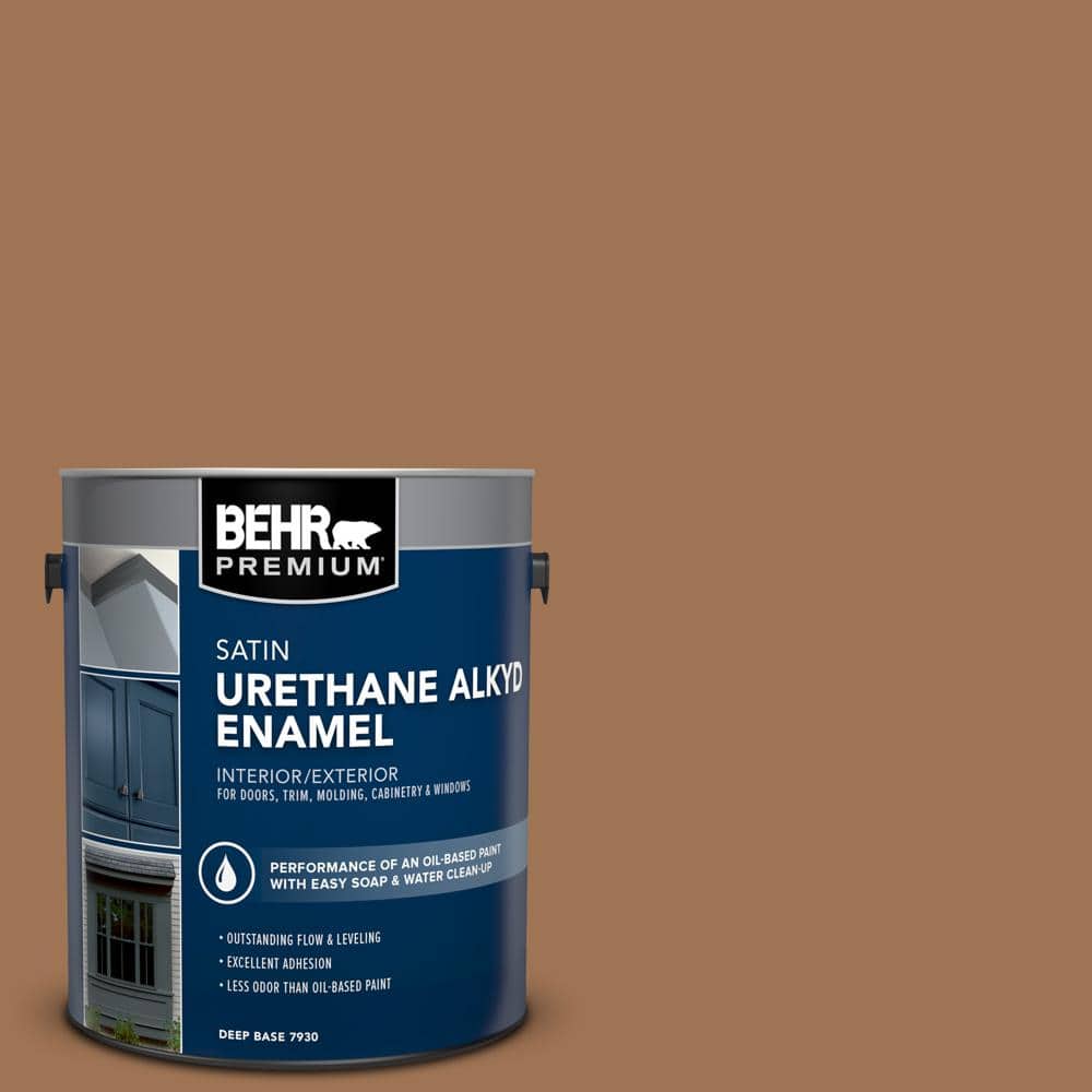 BEHR PREMIUM 1 gal. #S240-6 Ranch Brown Urethane Alkyd Satin Enamel ...