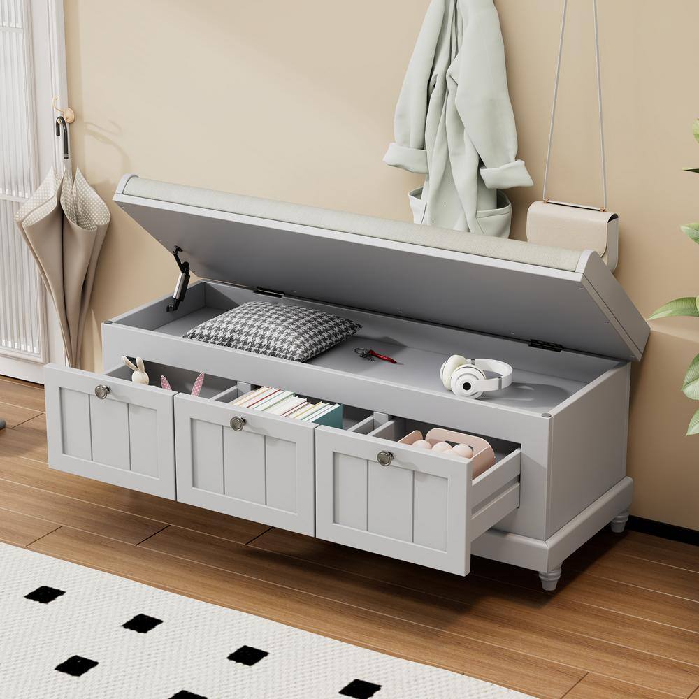 Harper & Bright Designs Light Gray Dining Bench with Cushioned Seat ...