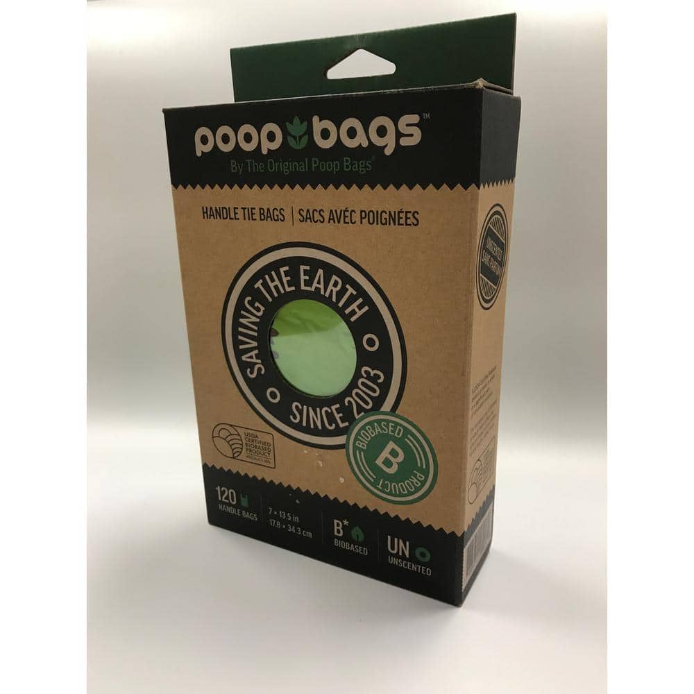 poop bags 7 in. x 13 in. Bio-Based Handle Tie Dog Bags (120-Count ...